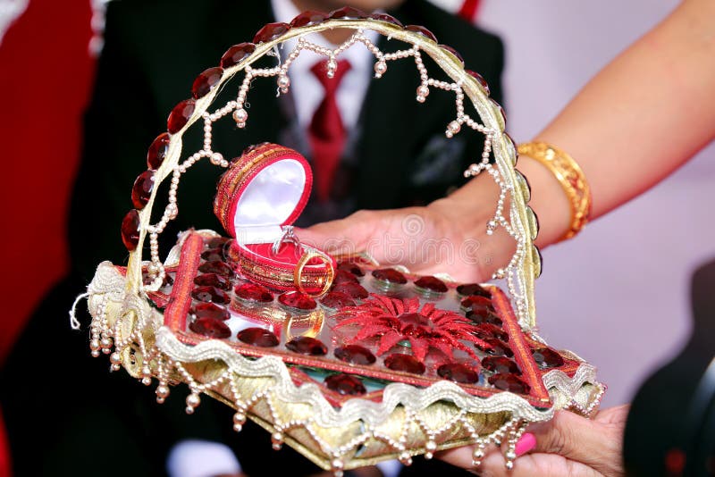 Close Up of Wedding Ring in the Box at Wedding Ceremony. Stock Image ...