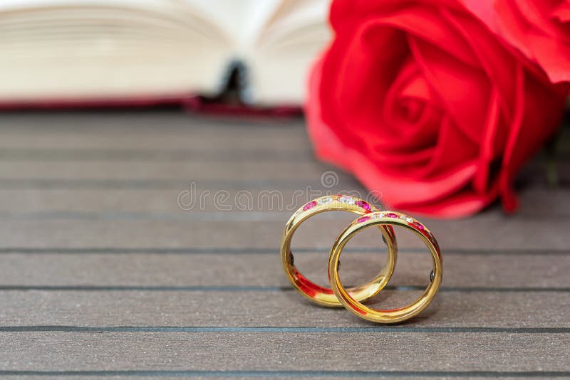 Close Up Wedding Ring and Red Rose Stock Photo - Image of relationship ...