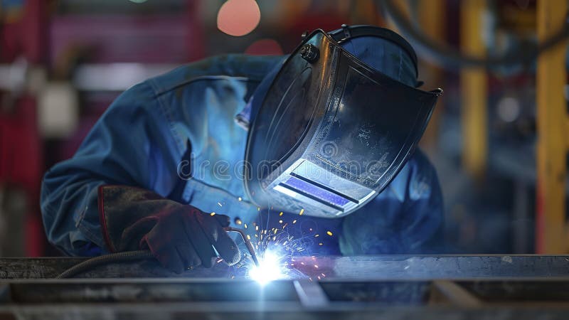 Welder is Welding in the Workstation, Welder at the Workstation, Welder ...