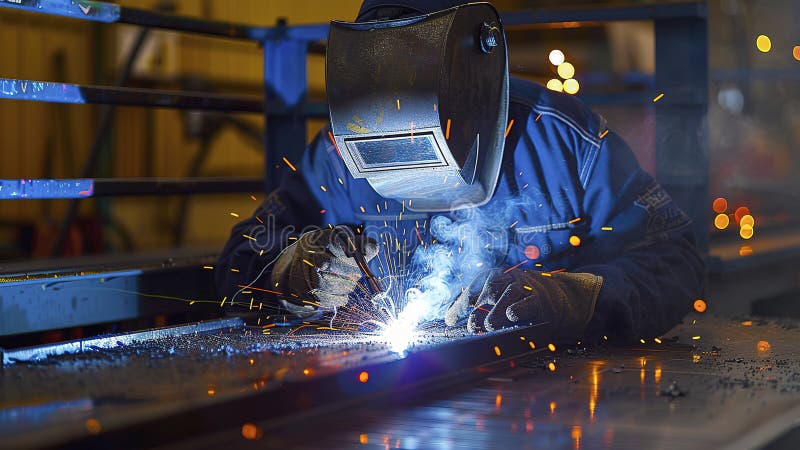 Welder is Welding in the Workstation, Welder at the Workstation, Welder ...