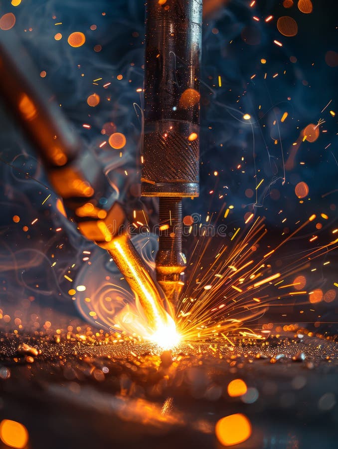 Close-up of Welding Process Creating Sparks and Molten Metal. Stock ...