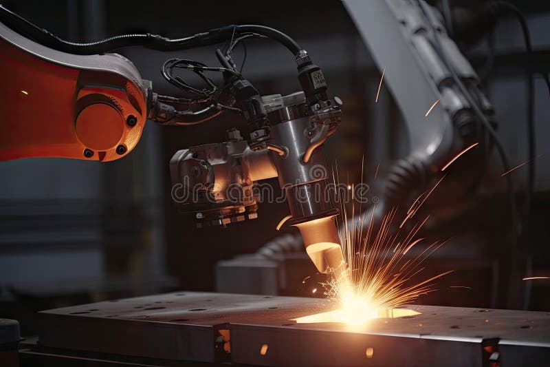 Close-up of Welding Robot, Its Torch Moving and Creating Precise Welds ...