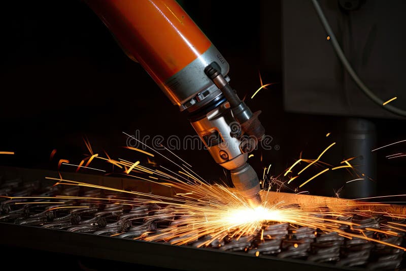 Close-up of Welding Robot, Its Torch Moving and Creating Precise Welds ...