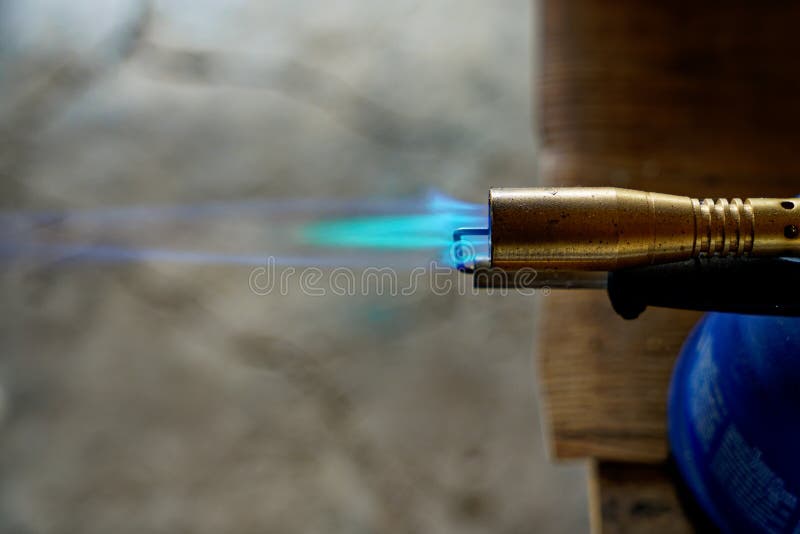 Blue Flame of Burning High Temperature Gas Torch Stock Image - Image of ...
