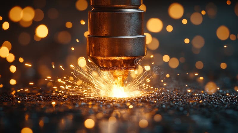 Close-up of a Welding Torch Sparks Flying from Metal Surface Stock ...
