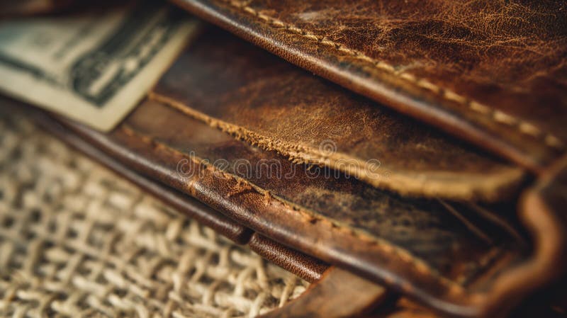Close-up of a Well-worn Leather Empty Wallet Stock Image - Image of ...