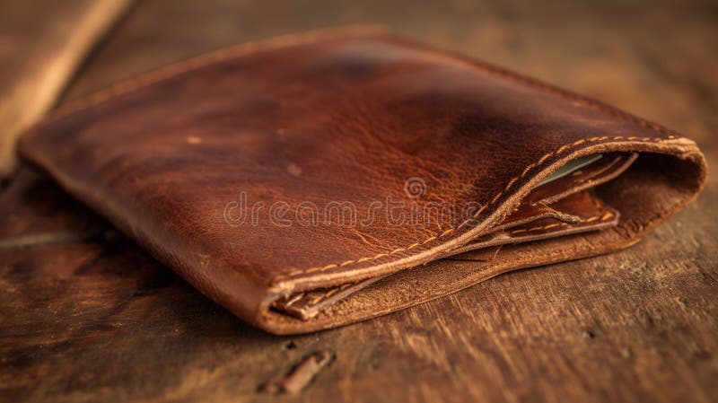 Close-up of a Well-worn Leather Empty Wallet Stock Photo - Image of ...