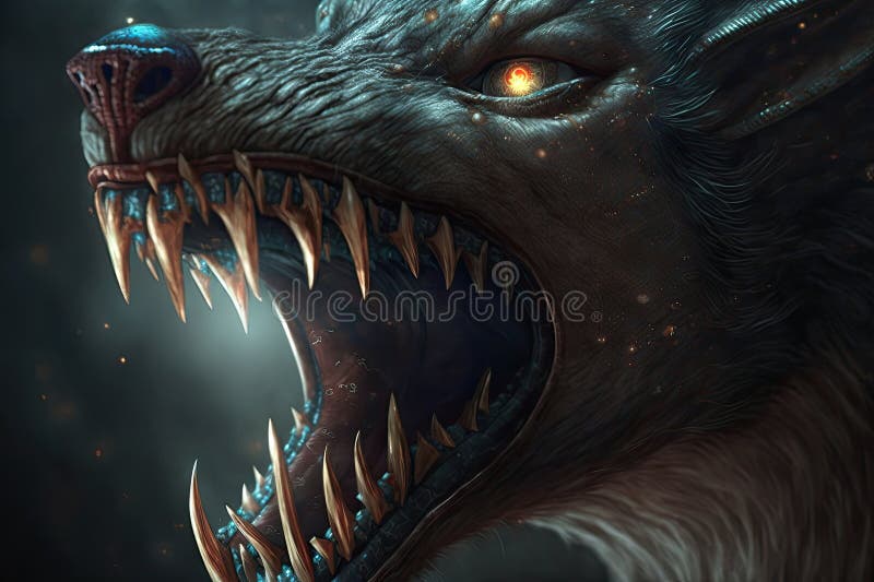 Close-up of Werewolf S Fangs, Dripping with Saliva Stock Illustration ...