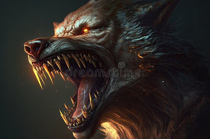 Close-up of Werewolf S Fangs, Dripping with Saliva Stock Illustration ...