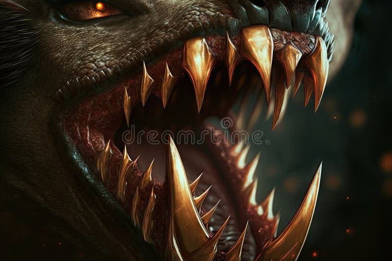 Close-up of Werewolf S Fangs, Dripping with Saliva Stock Illustration ...