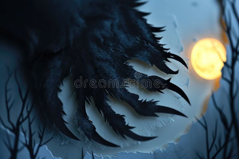 A Close-up of a Werewolfs Paw with Sharp Claws in the Moonlight Stock ...