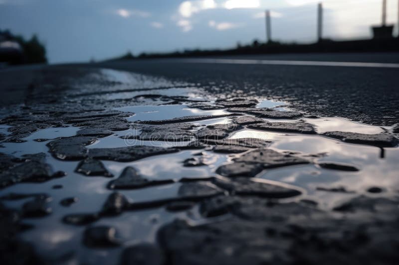 Close-up of Wet Asphalt, with Droplets of Water on the Surface Stock ...