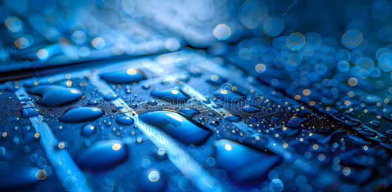 Close-Up of Wet Solar Panel, Blue Tone Stock Illustration ...