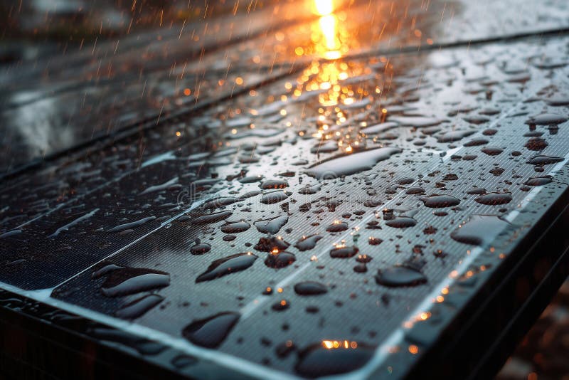 Close Up of Wet Solar Panel with Rain Drops Stock Image - Image of ...