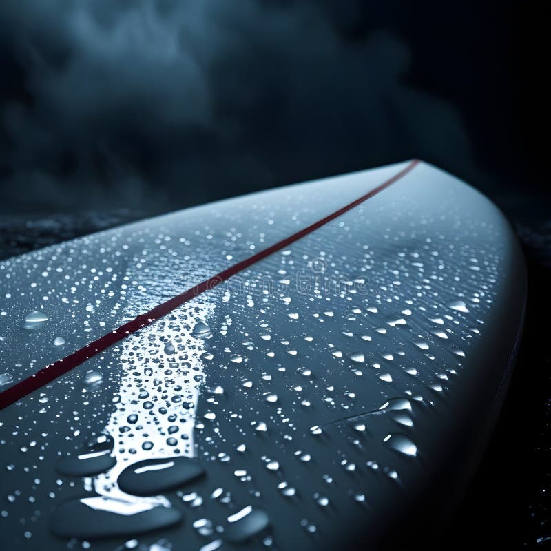 Close-Up of Wet Surfboard Under Dramatic Light Stock Photo - Image of ...