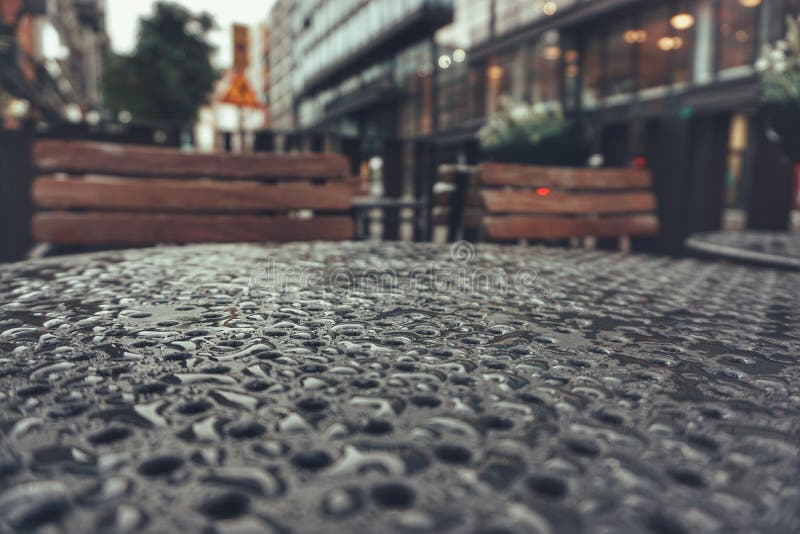 Close-up of Wet Table Outdoors Stock Image - Image of sunlight ...