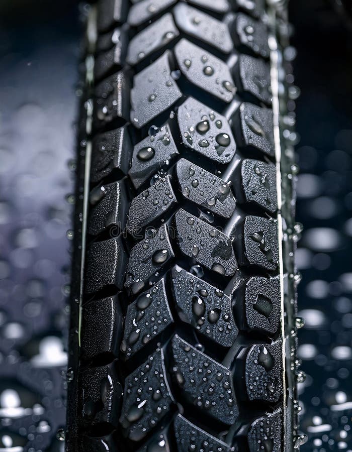 Close-up of a Wet Tire with Intricate Tread Patterns Stock Illustration ...