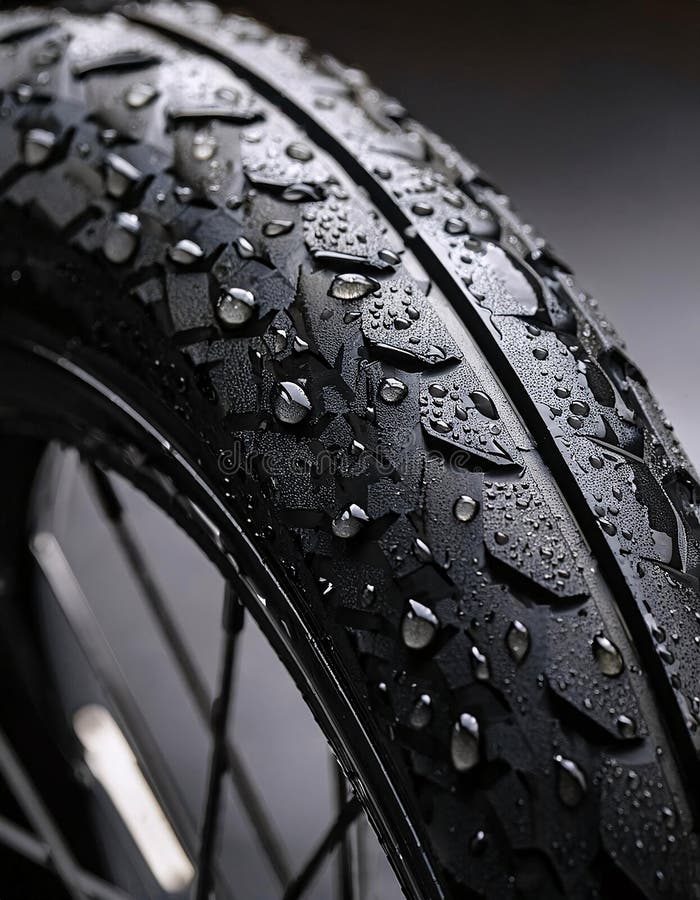 Close-up of a Wet Tire with Intricate Tread Patterns Stock Illustration ...