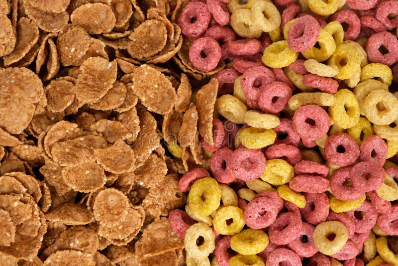 Close-up of Wheat Flakes and Corn Rings, Top View. Stock Photo - Image ...