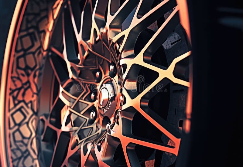 A Close Up of a Wheel with Orange Paint, AI Stock Illustration ...