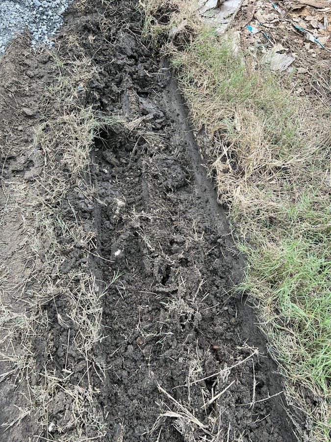 Wheel track on the ground stock photo. Image of track - 242779434