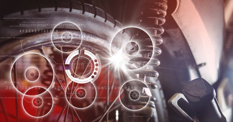 Close Up of Wheel with White Interface and Flare Stock Illustration ...