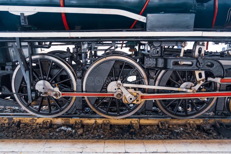 Close-up of Wheels of an Old Retro Steam Train Locomotive Stock Photo ...