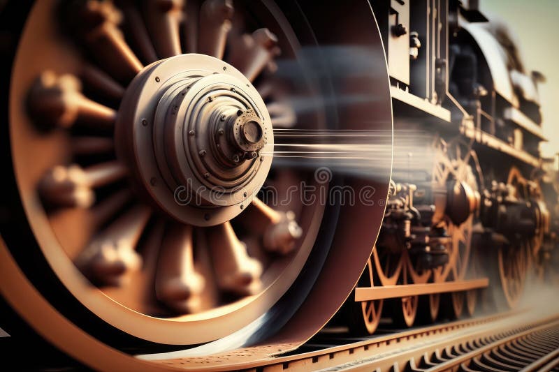 Close-up of the Wheels of a Train, Spinning on the Tracks Stock ...