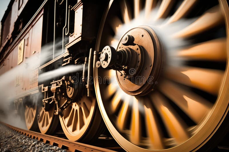 Close-up of the Wheels of a Train, Spinning on the Tracks Stock Photo ...