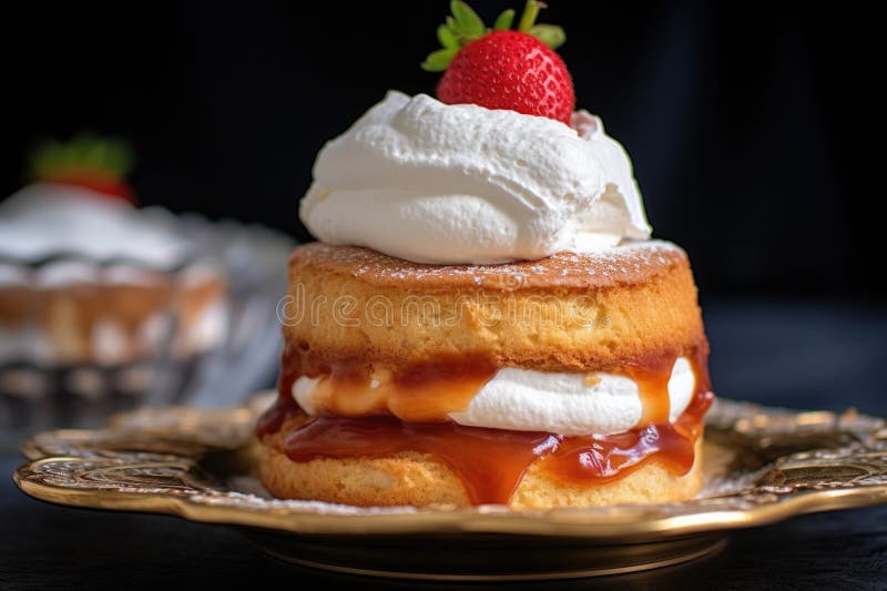 Close-up of Whipped Cream Dollop on Shortcake Stock Illustration ...