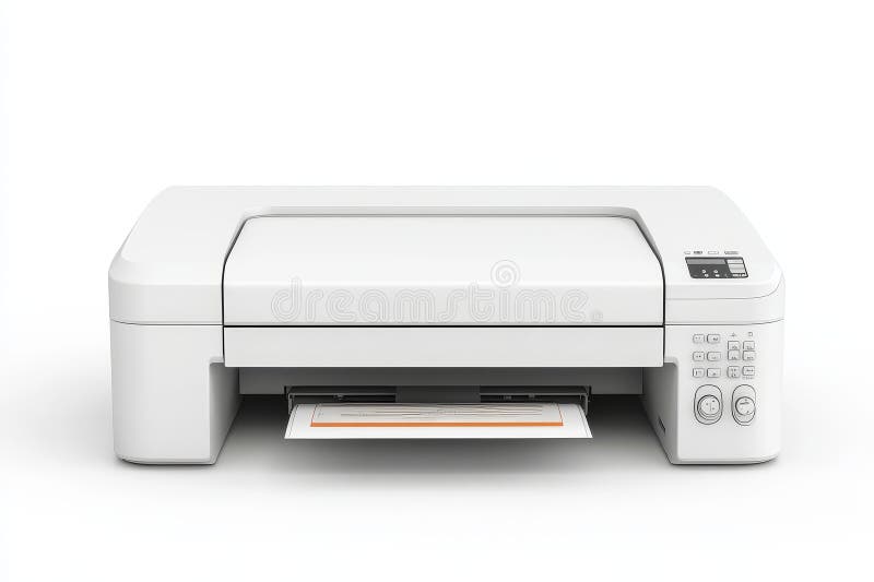 A Closeup of a White Allinone Printer with a Paper Tray and a Control ...