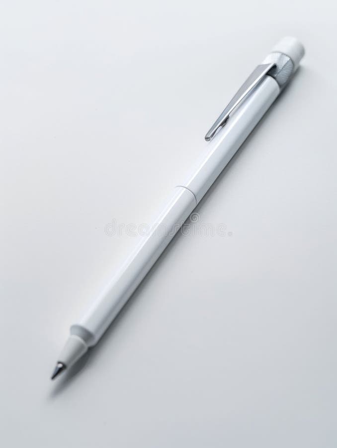 Close-Up of a White Ballpoint Pen on White Background. Generative Ai ...