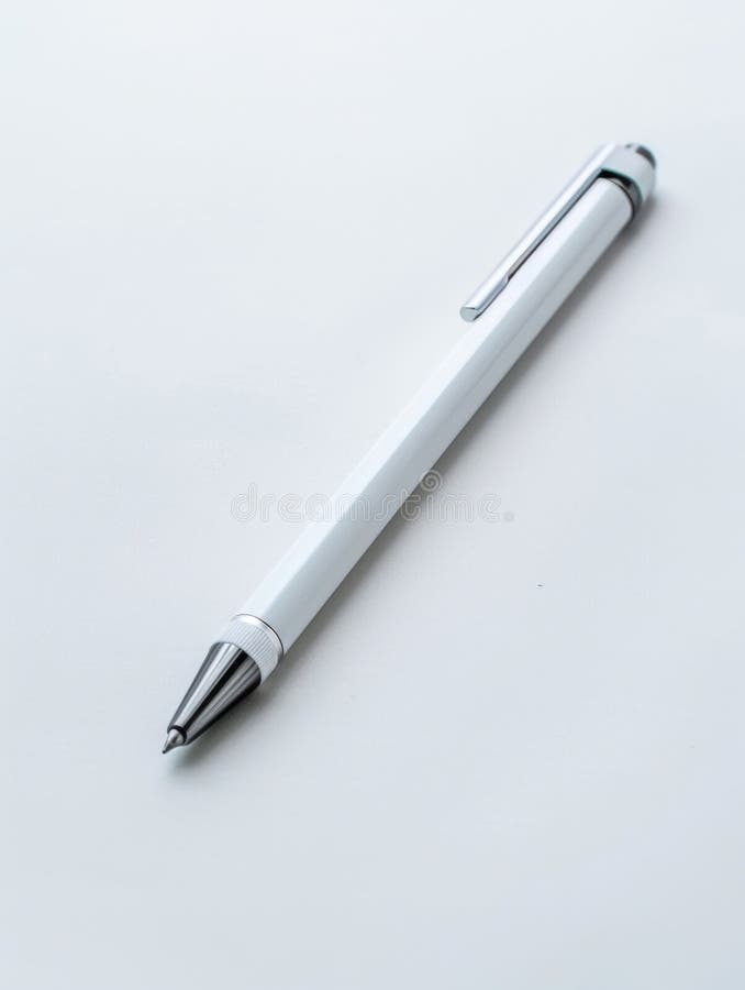 Close-Up of a White Ballpoint Pen on White Background. Generative Ai ...