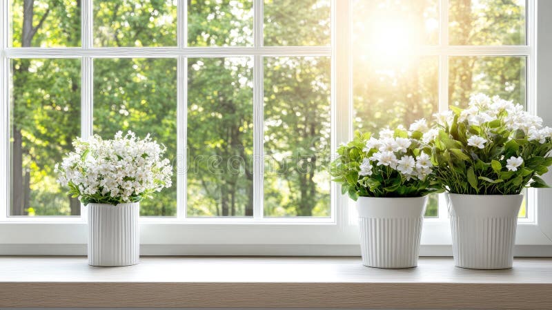 Close-up of a White Bay Window Revealing Reflections and Soft Light ...