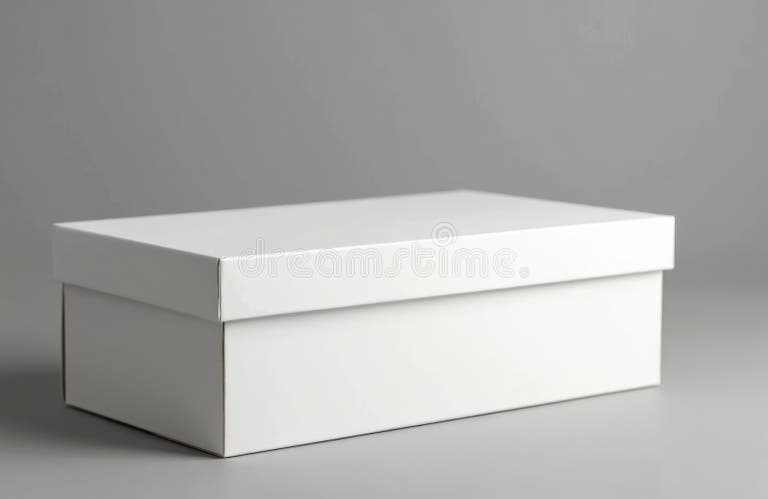 Close-up of White Box with Lid. Plain Matte Container Mock-up for ...
