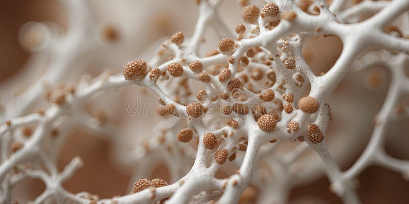 Close-up of a White and Brown Organic Structure with a Cellular ...