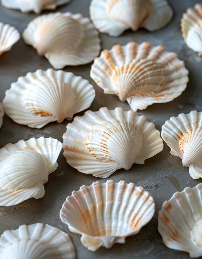 Close Up of White and Brown Scallop Shells Stock Photo - Image of ...