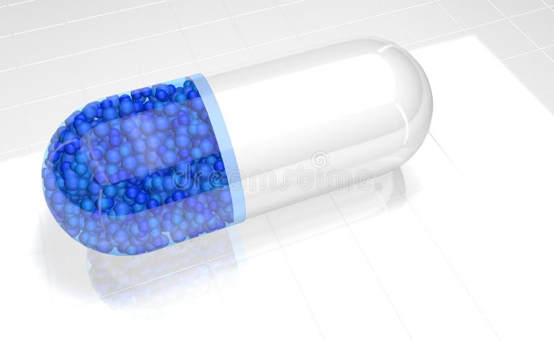 Half Red Capsule In Row Of Half Green Pills. 3D Stock Illustration ...
