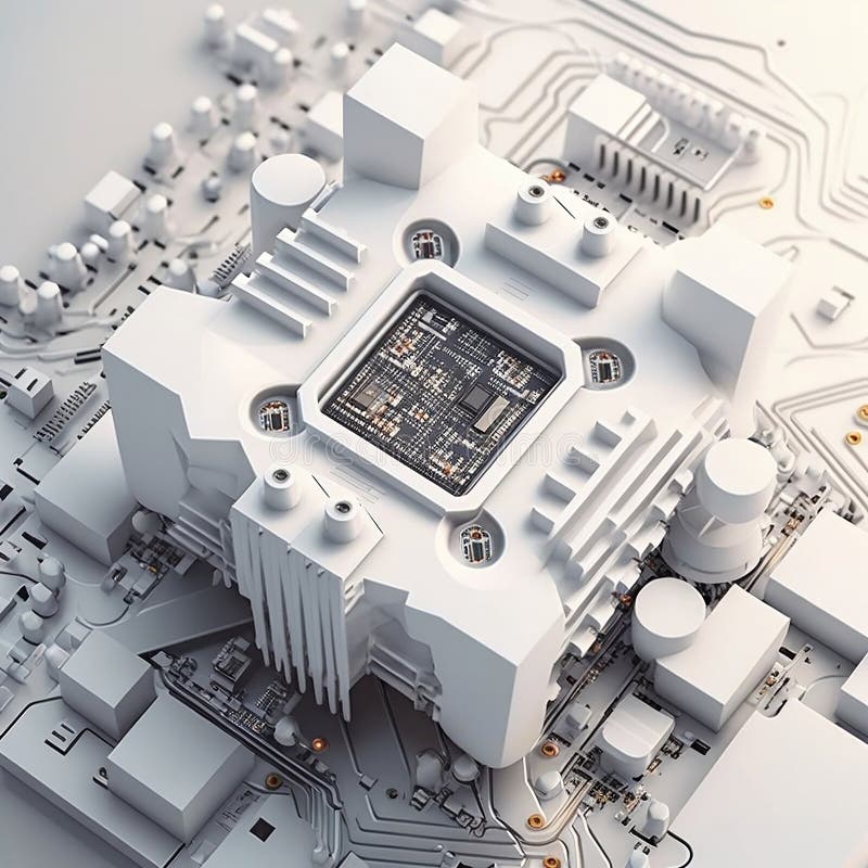 Close-up of White Circuit Board a Computer. Stock Illustration ...