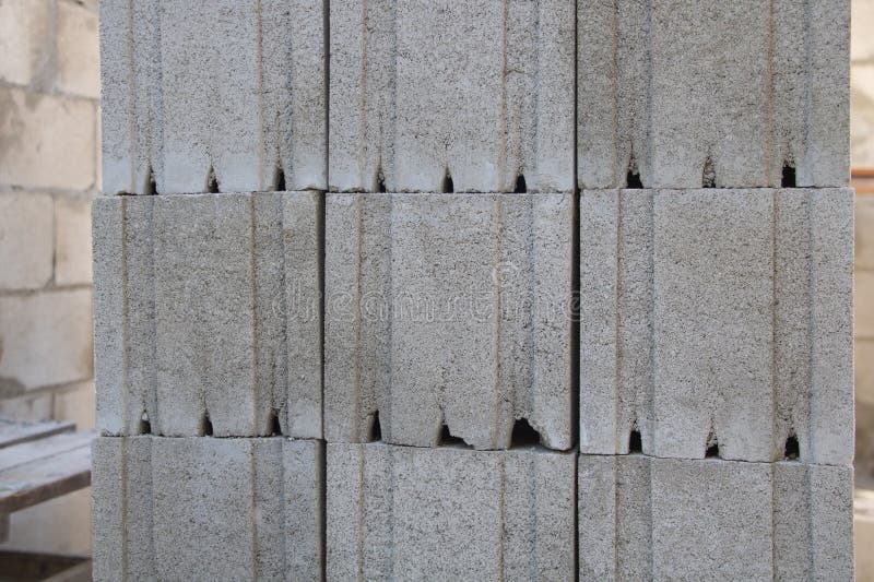 Close-up of White Concrete Blocks Stacked in the Construction Site ...