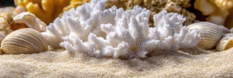 Close Up White Coral Seashells Sandy Beach Texture Detail Stock Photos ...