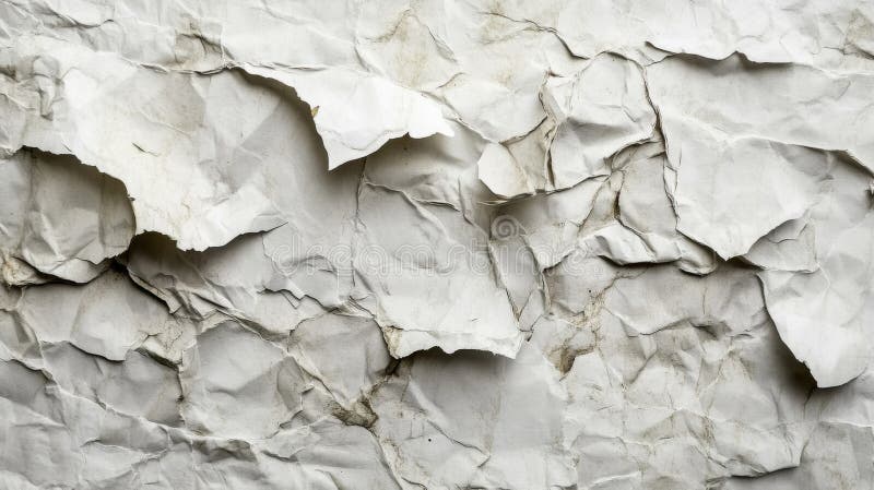 Close-up of a White, Crumpled and Torn Paper Texture Stock Illustration ...