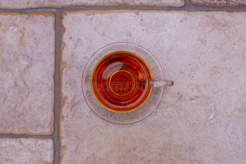 Close-up White Cup of Tea on a Ceramic Surface, Top View Stock Image ...