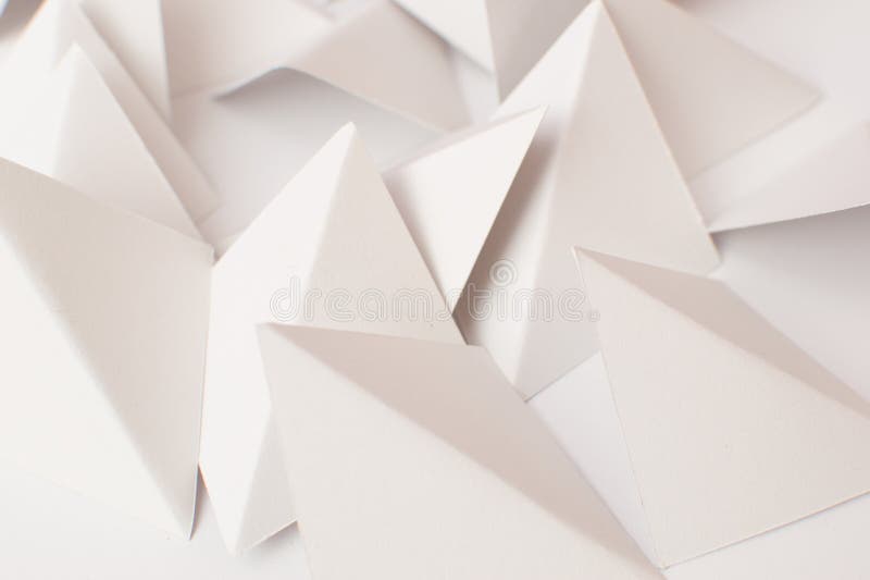 Close Up of White 3d Triangle Shapes on White Background Stock Photo ...
