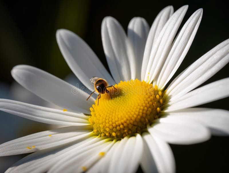 White Daisy with Fly in Soft Natural Light - Macro Photography Stock ...