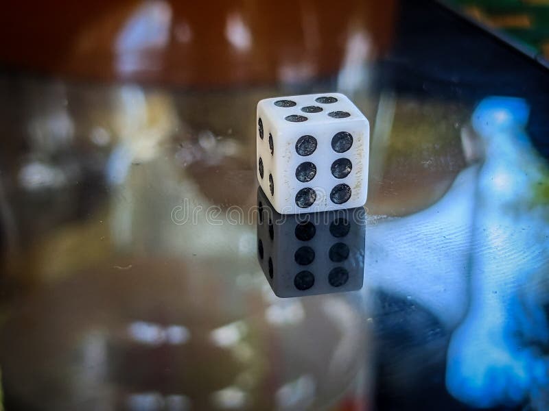 Close Up of a White Dice on the Mirror. Stock Photo - Image of mirror ...