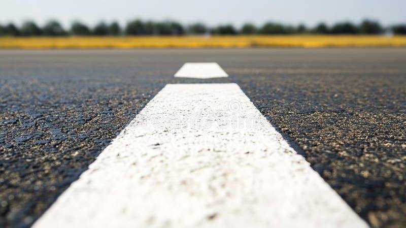 Close-up of a White Directional Arrow Painted on an Empty Asphalt Road ...