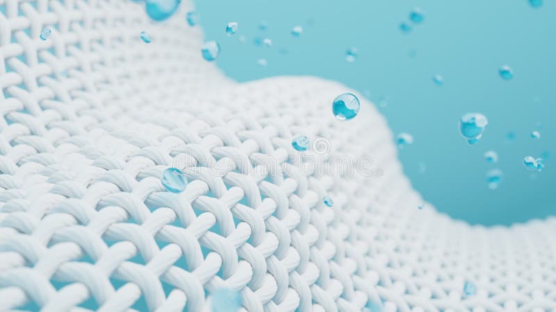 Close Up of White Fabric Against Blue Backdrop with a Drops of Water ...