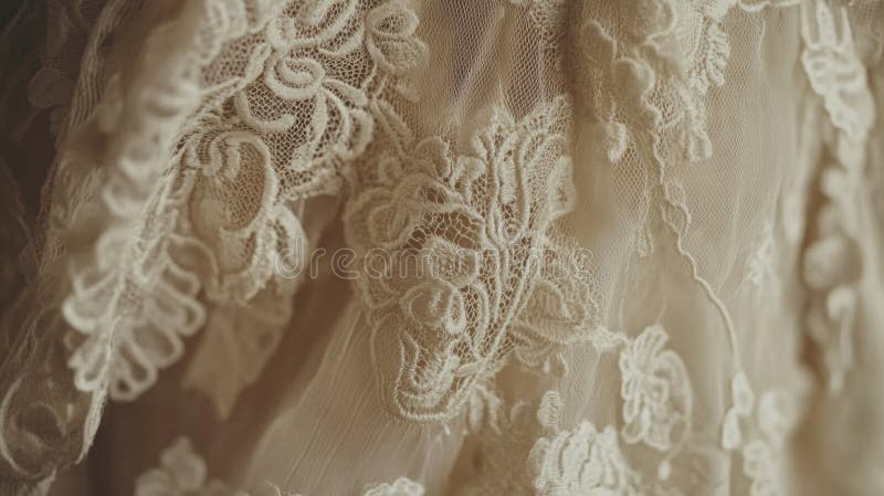 Close-up of White Floral Lace Fabric Stock Illustration - Illustration ...