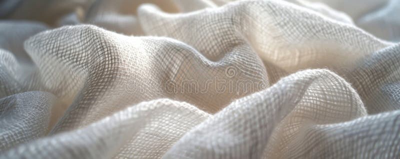 Close-up of White Flowing Fabric Texture, Soft and Delicate Material in ...